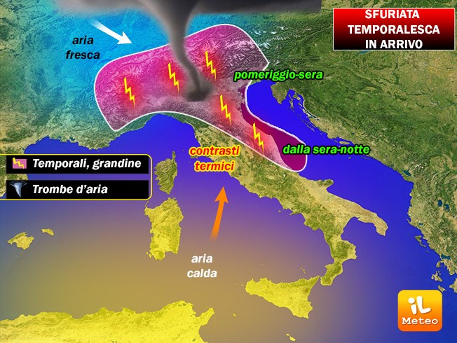 METEO ~ Violenti temporali in arrivo al Nord, grandine e trombe d'aria [VIDEO]